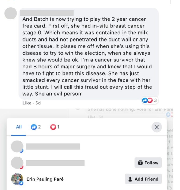 Republican Erin Paré Stoops to Name Calling about a Breast Cancer ...